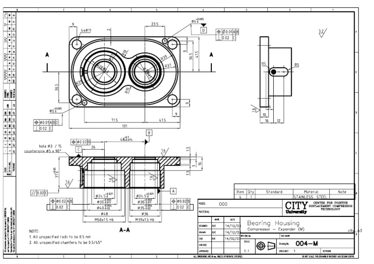 Bearing Housing Drawing PDF | PDF