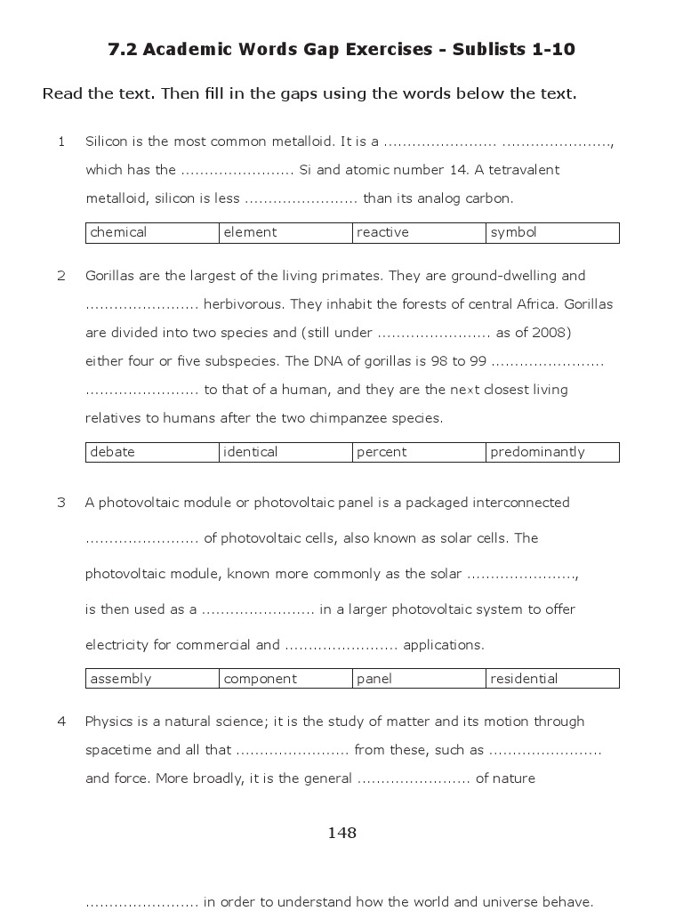 Academic Vocabulary Gap Exercises | PDF | Blood | Large Hadron Collider