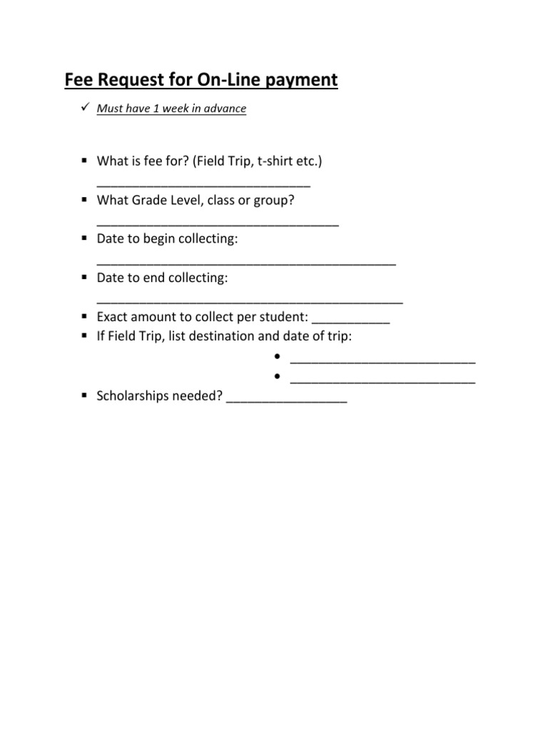 Fee Request For On-Line Payments | PDF