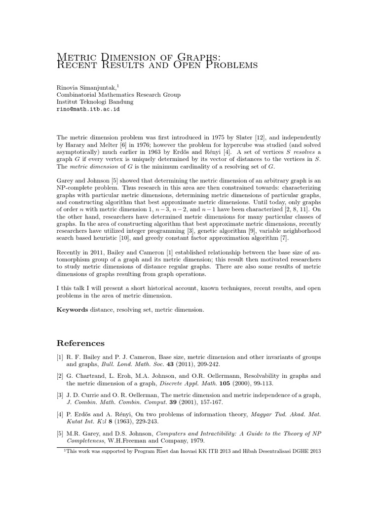 Metric Dimension of Graph | PDF | Graph Theory | Applied Mathematics
