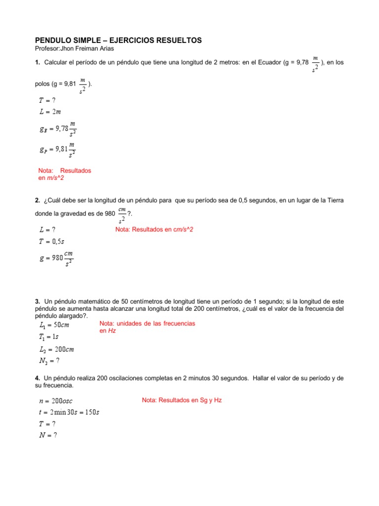 Taller Péndulo Simple | PDF