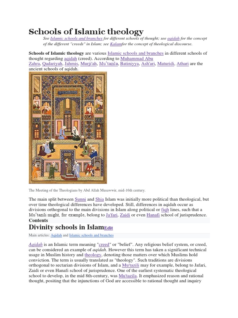 Schools of Islamic Theology | PDF | Sunni Islam | Islamic Branches
