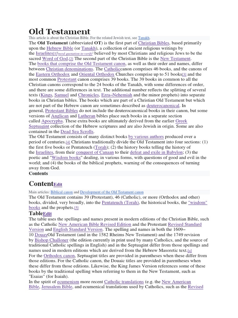 Old Testament: Content | PDF | Old Testament | Tanakh