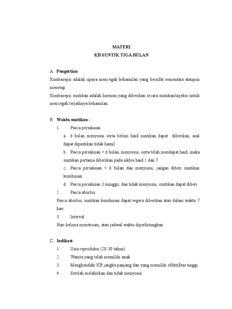 Materi KB Suntik 3 Bulan | PDF | Kesehatan Holistik | Sains & Matematika