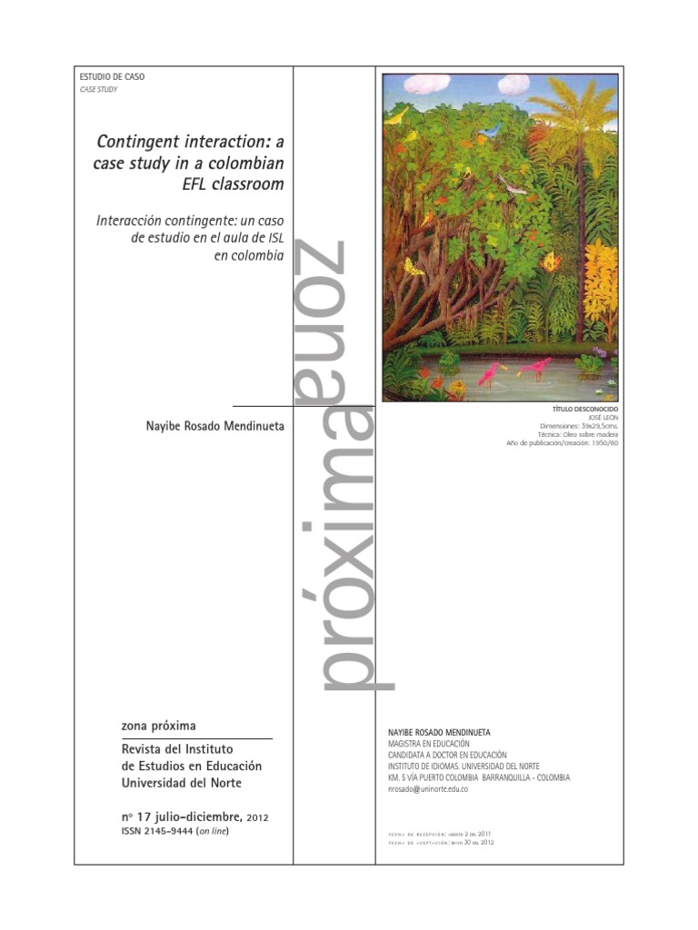 Contingent Interaction-Acase Study in A Colombian EFL Classroom | PDF ...