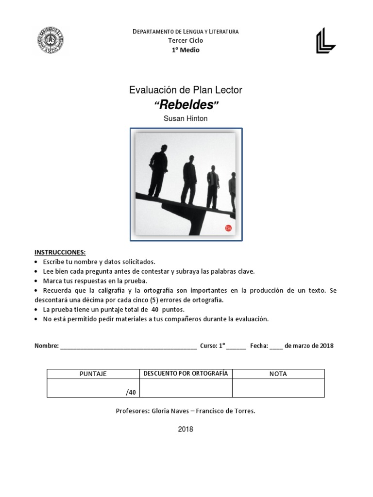 Plan Lector Rebeldes 2018 | PDF | Novelas