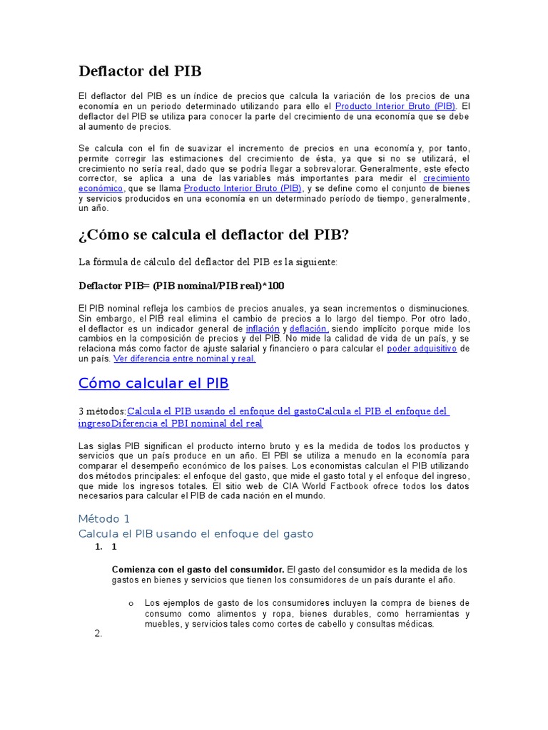 Guía del Deflactor del PIB | PDF | Producto Interno Bruto | Inflación