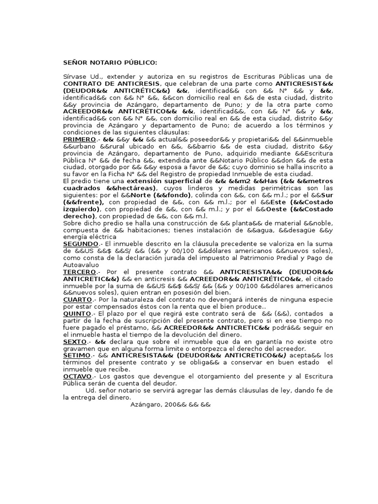 Modelo de Anticresis | PDF | Pagos | Gobierno