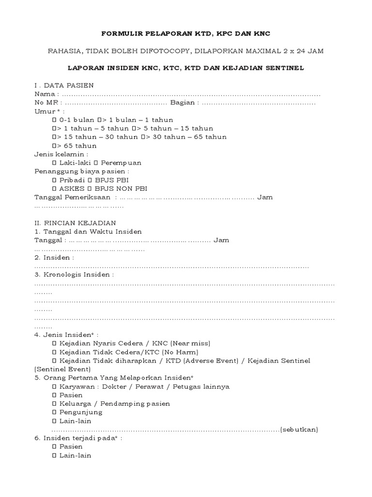 Formulir Pelaporan KTD | PDF | Hukum | Teknologi & Rekayasa