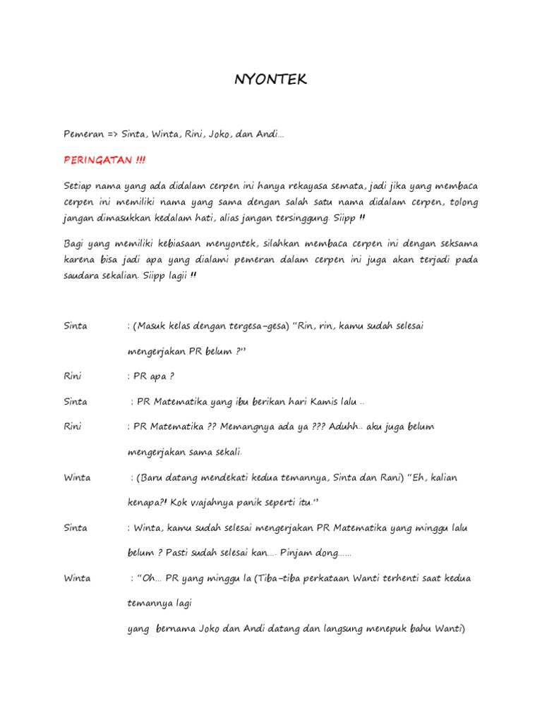 Cerpen Nyontek | PDF