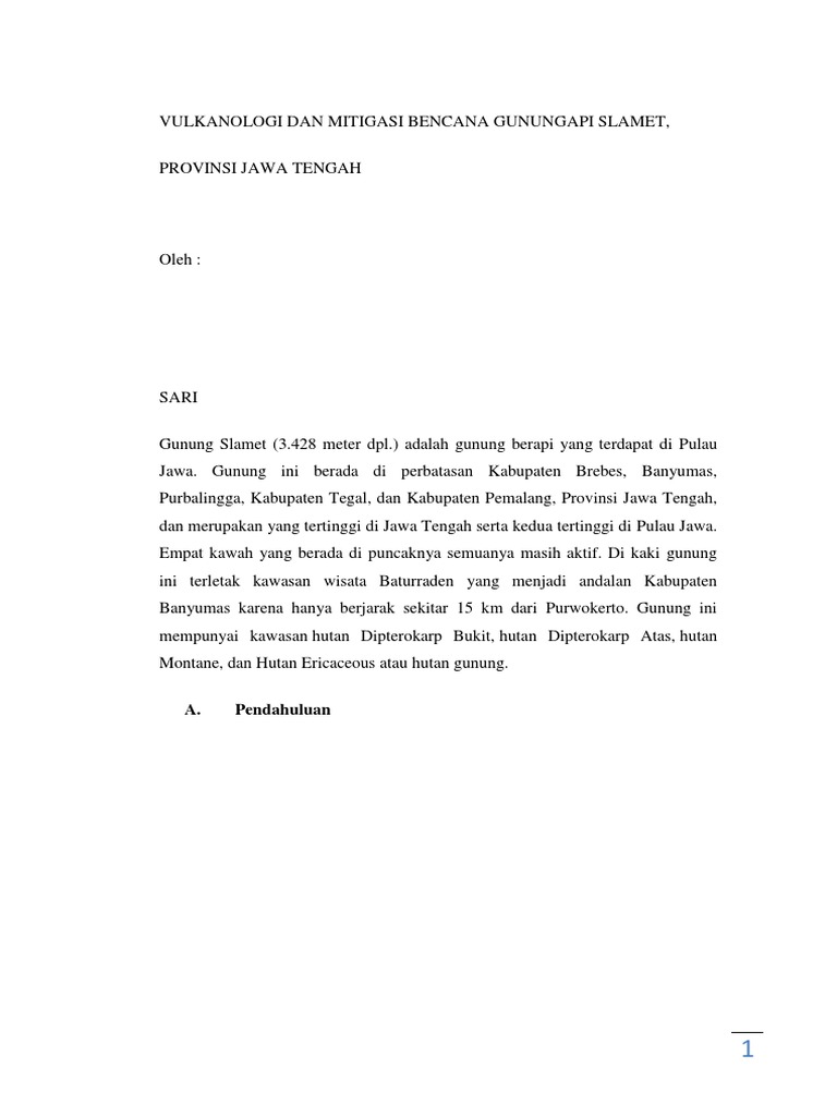 Volkanologi Gunung Slamet | PDF | Ilmu Sosial | Perjalanan