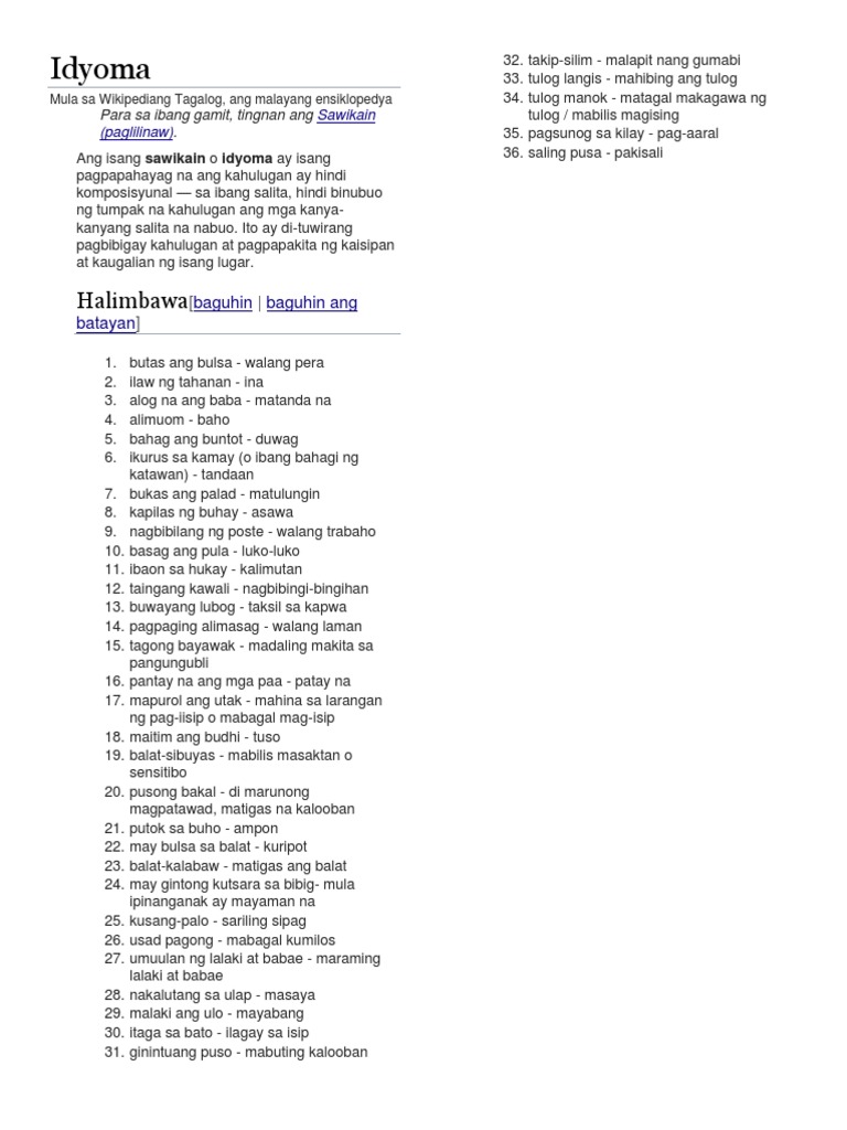 Idyoma o Sawikain