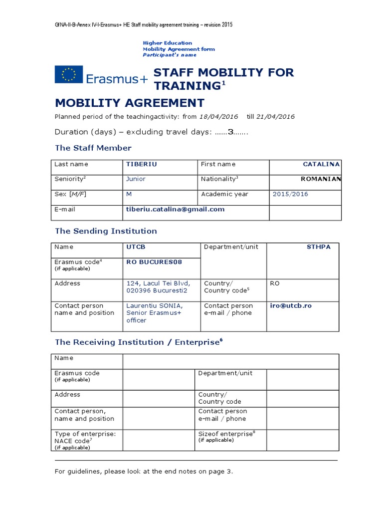 Staff Mobility Agreement Training Revision 2015 | PDF | Higher ...