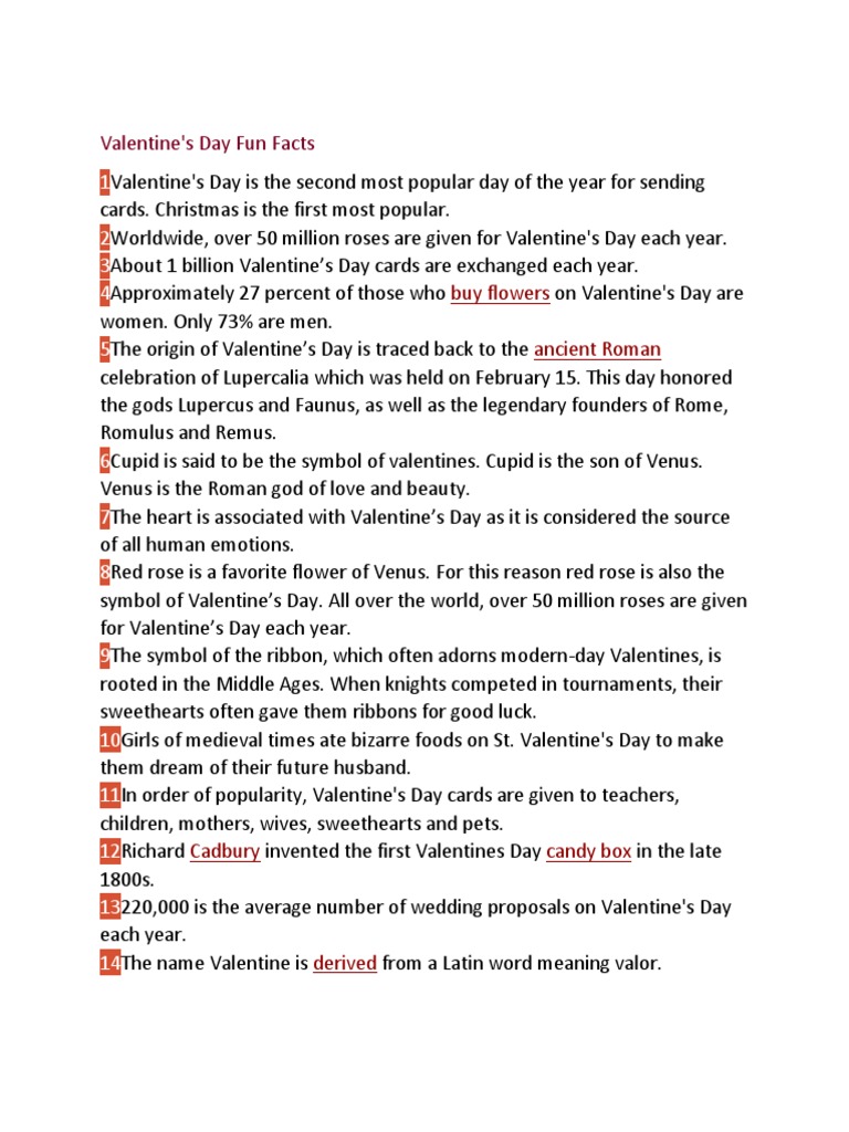 Valentine's Day Fun Facts: Buy Flowers Ancient Roman | PDF | Valentine ...