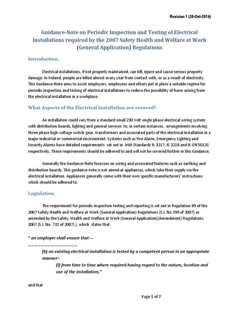 Periodic Electrical Inspection Guidance | PDF | Electrical Wiring ...