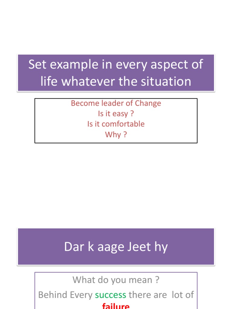 Set Example in Every Aspect of Life Whatever The Situation: Become ...
