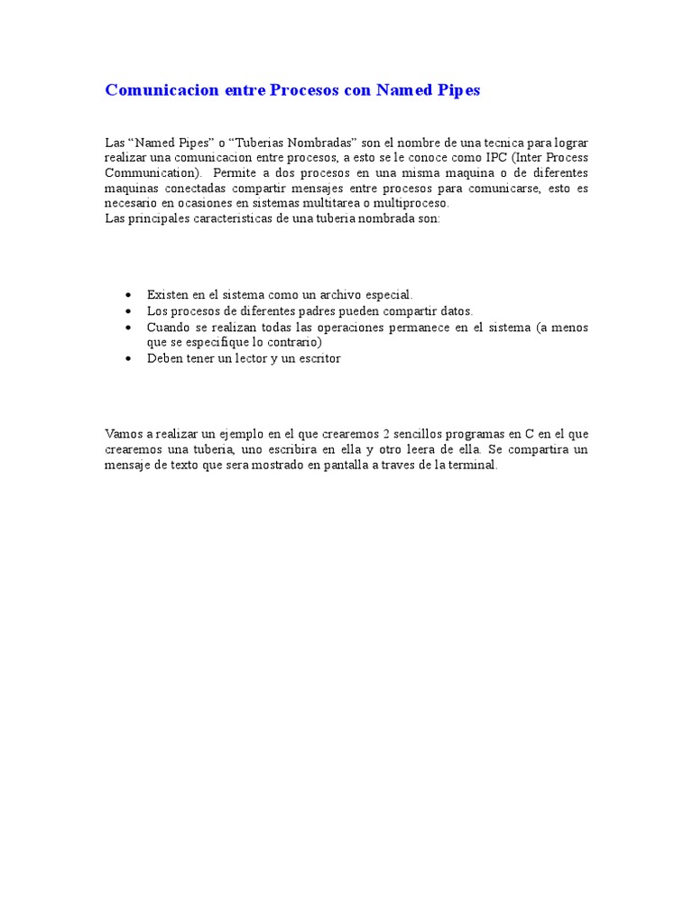 Comunicacion Entre Procesos Con Named Pipes | PDF | Tecnología de ...