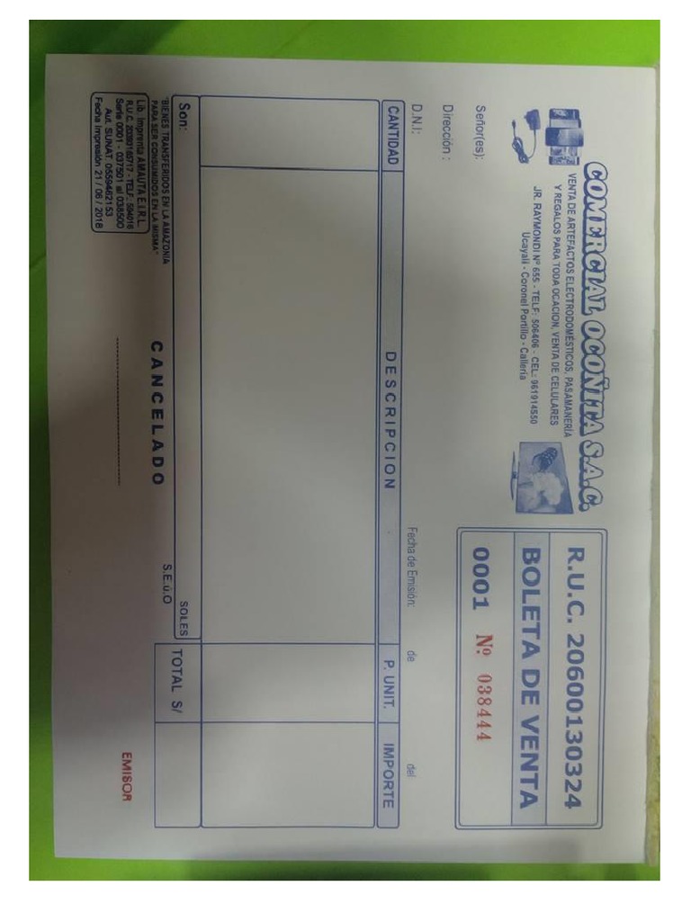 Boleta de Venta - Formato DE PERU | PDF