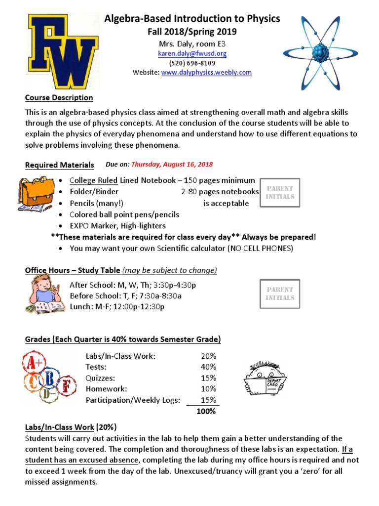 Algebra-Based Introduction To Physics: Fall 2018/spring 2019 | PDF ...