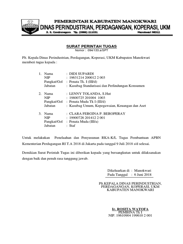 Surat Perintah Tugas | PDF