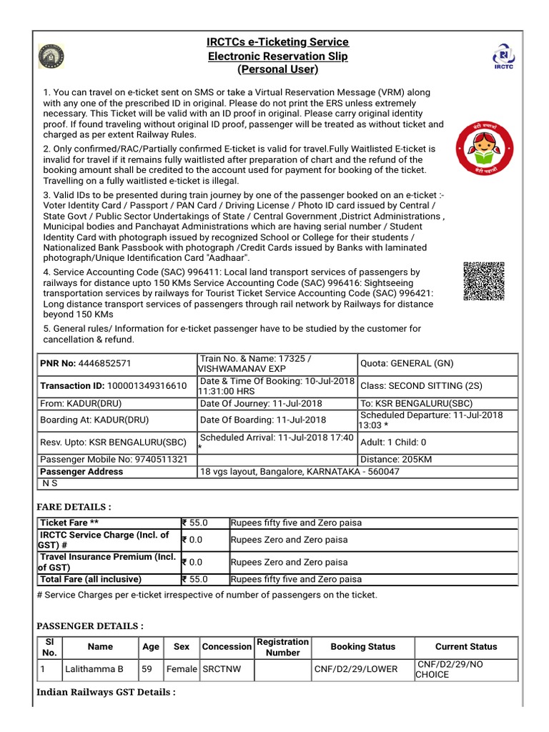 Guidelines and Instructions for Electronic Reservation Slip for ...