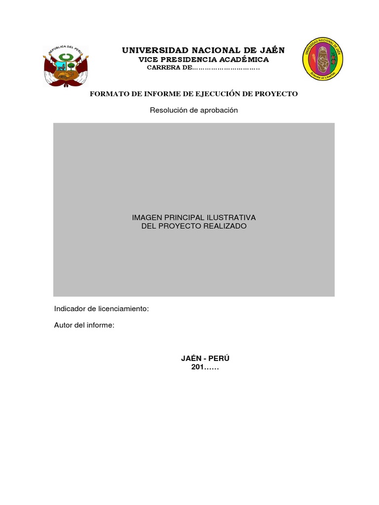 Formato de Informe Final de Proyecto Ejecutado | Descargar gratis PDF ...