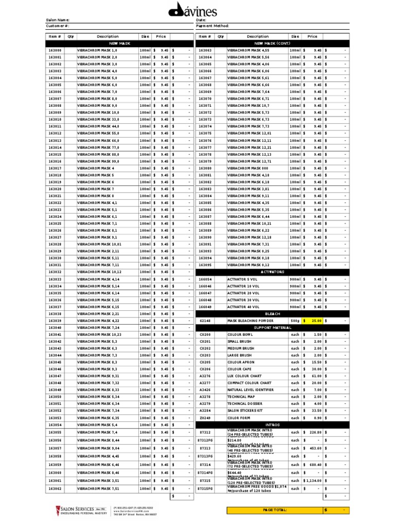 Davines Color Price List 07.01.2018 1 | PDF | Pigment | Brown