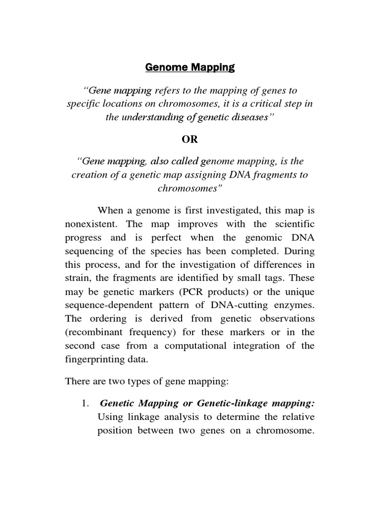 Mapping Genes: Techniques for Determining Gene Location and the Goals ...