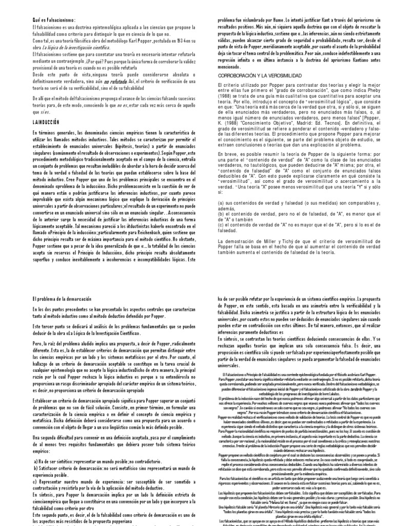 Falsacionismo y Demarcación Científica | PDF | Karl Popper ...
