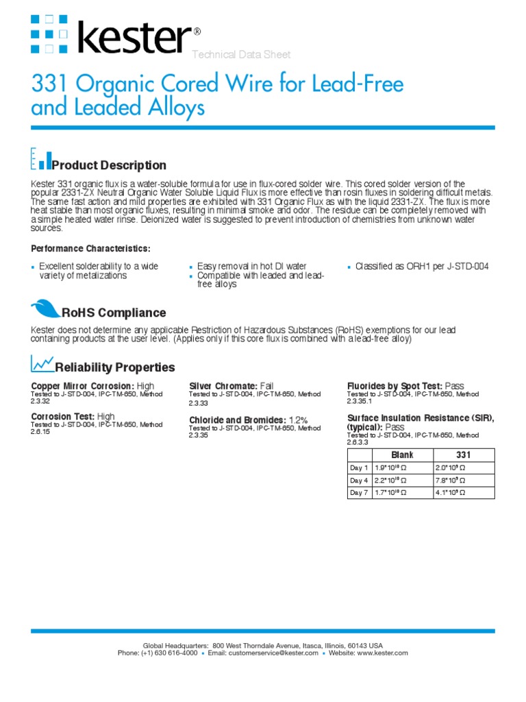331 Flux-Cored Wire Data Sheet | PDF | Soldering | Solder