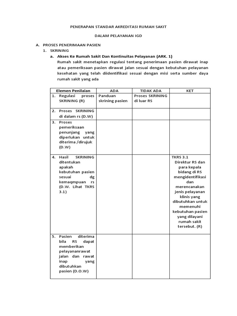 Penerapan Standar Akreditasi Rumah Sakit | PDF