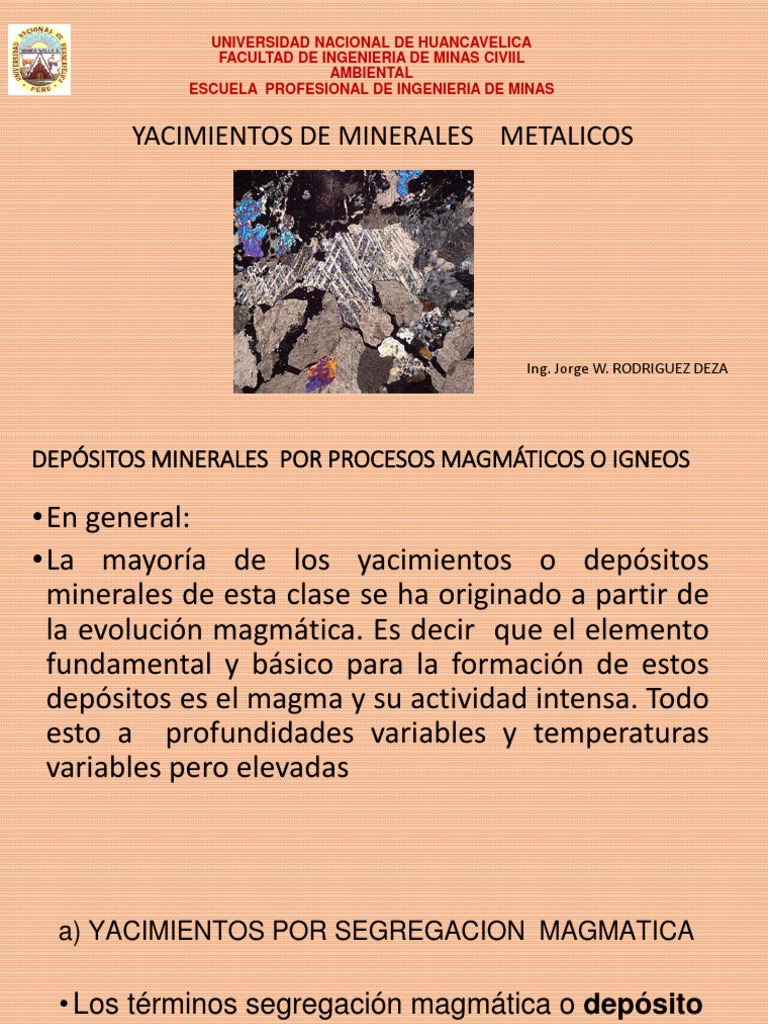 Yacimientos Minerales Magmáticos | PDF | Magma | Roca (geología)