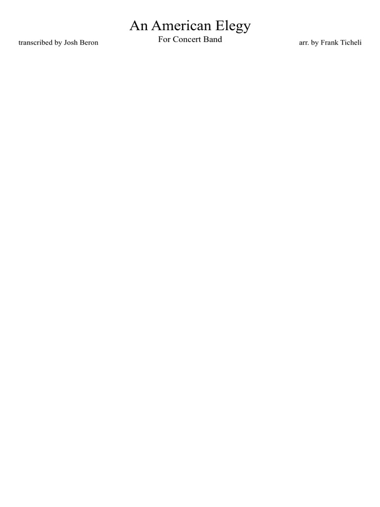 An American Elegy Arranged by Frank Ticheli | PDF | Music Technology ...