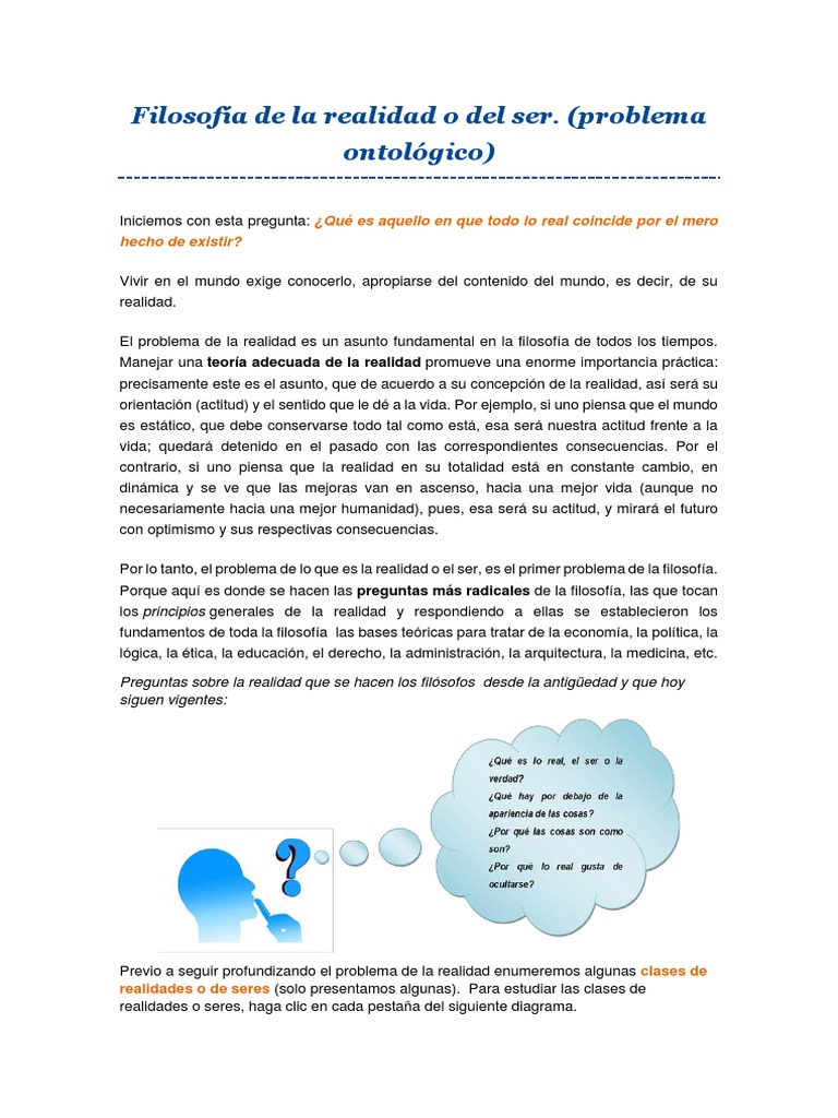 Filosofía de La Realidad o Del Ser. (Problema Ontológico) | PDF ...