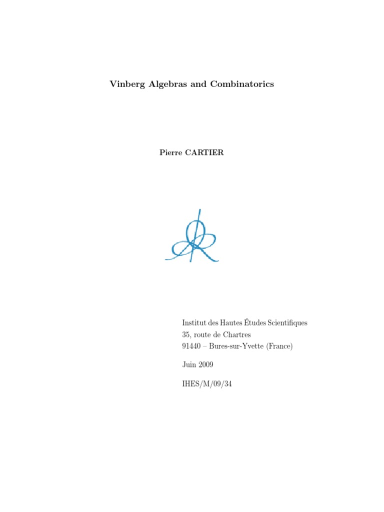 Cartier - Vinberg Algebras and Combinatorics | PDF | Ring (Mathematics) | Lie Algebra