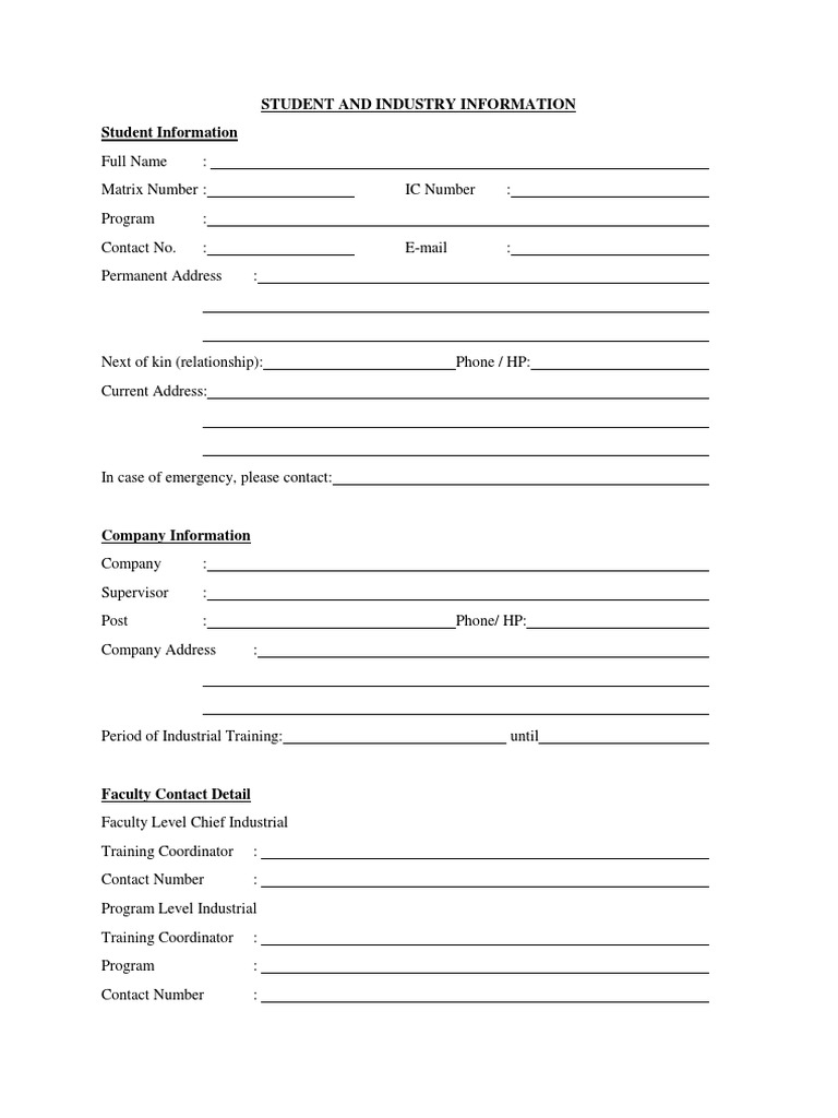 Student Industrial Training Information | PDF | Career & Growth | Business