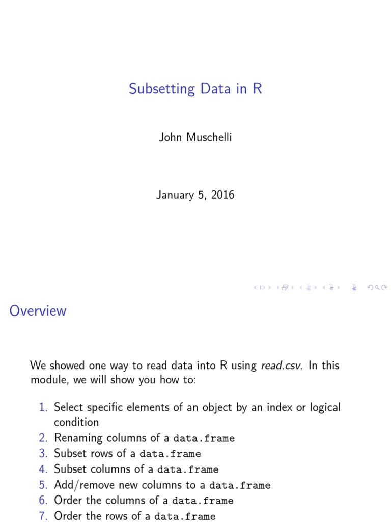 Subsetting Data in R | Download Free PDF | Computer Programming | Areas Of Computer Science