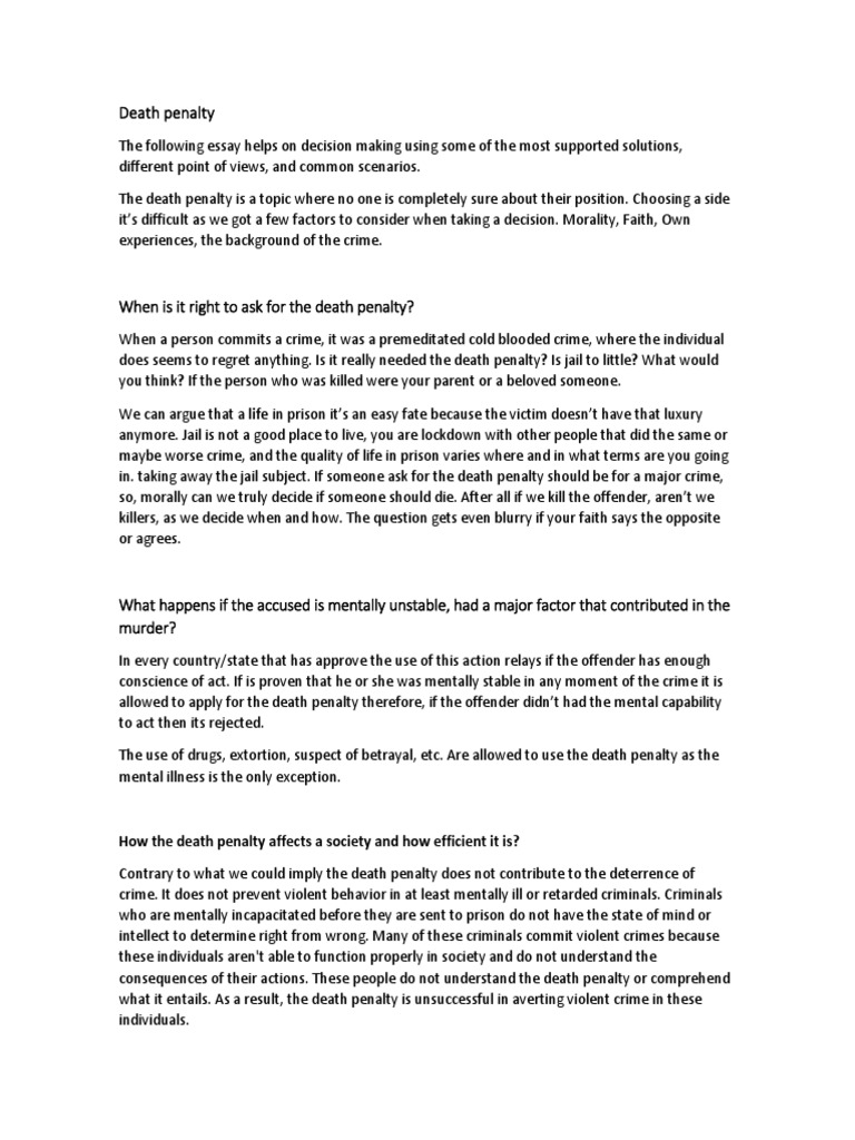 Death Penalty: Moral and Practical Debates | PDF | Capital Punishment ...