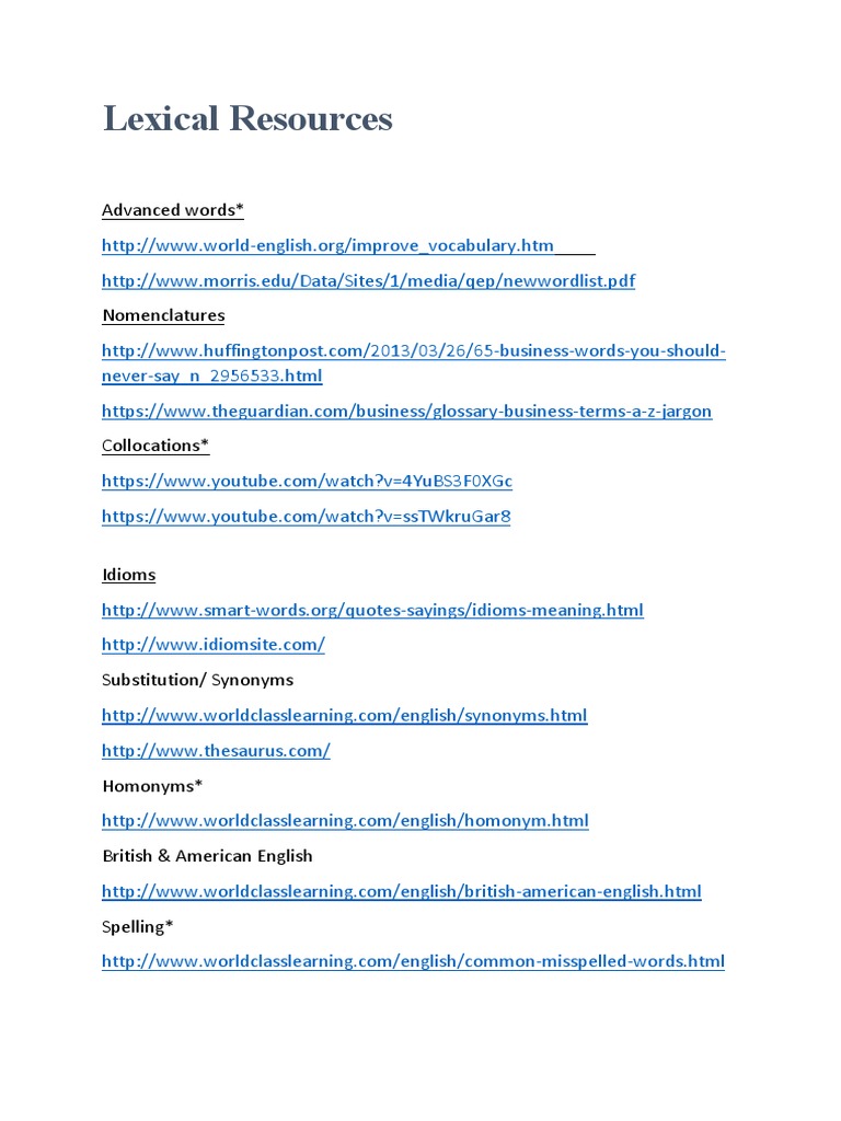 Lexical Resources | PDF