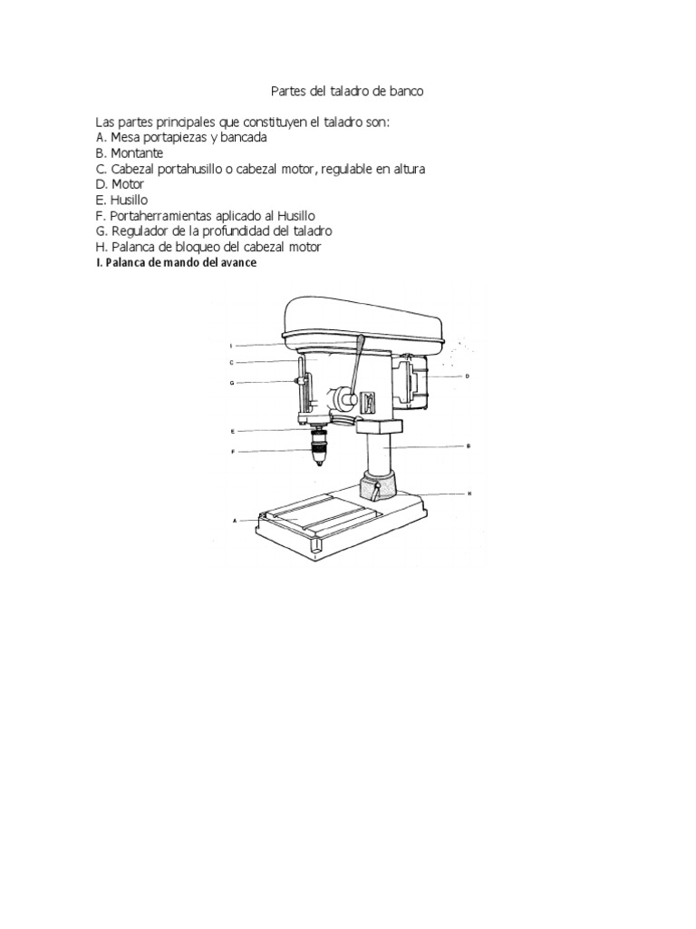 Partes Del Taladro de Banco | PDF