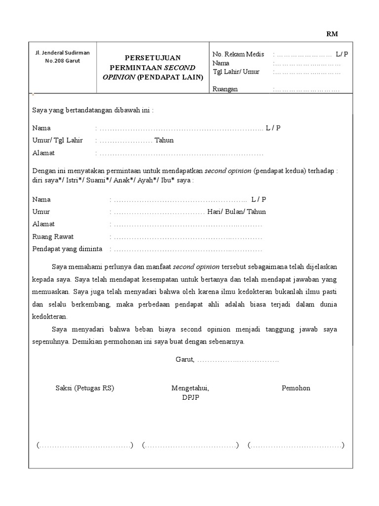 Permohonan Second Opinion | PDF