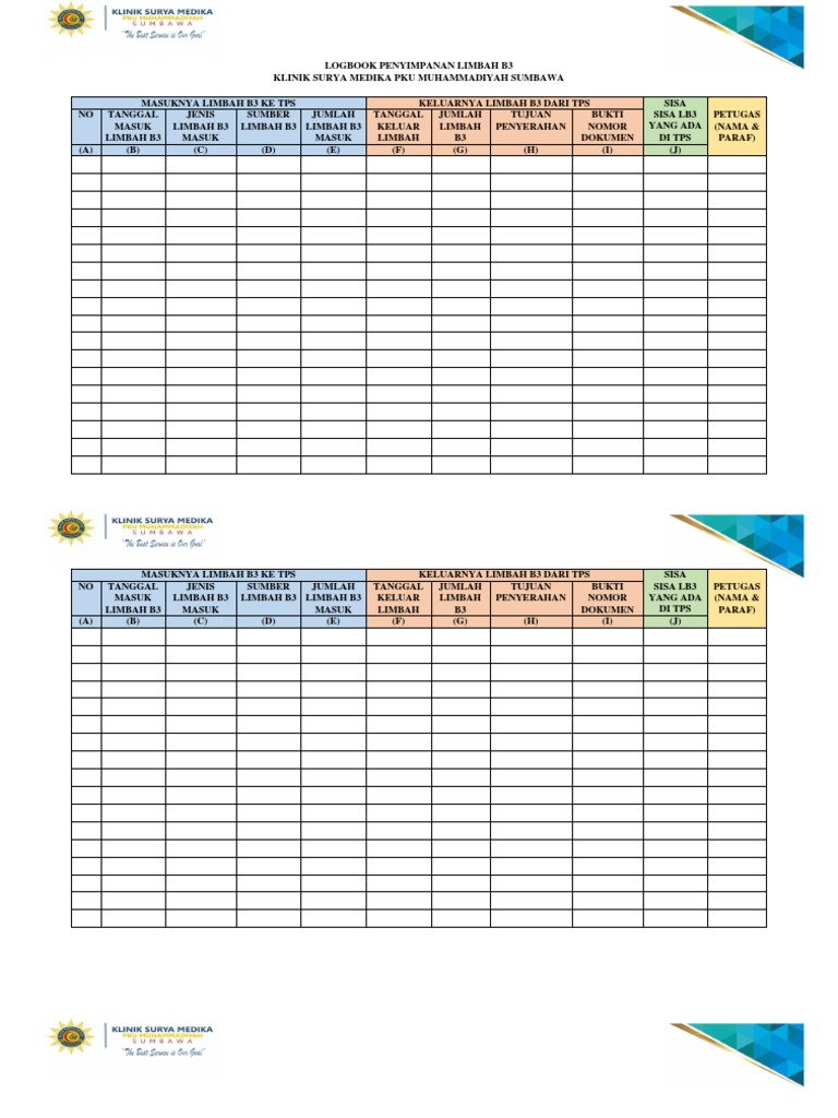 Logbook Penyimpanan Limbah B3 | PDF