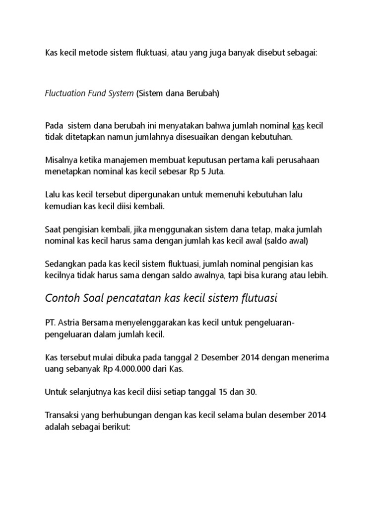 Kas Kecil Metode Sistem Fluktuasi | PDF