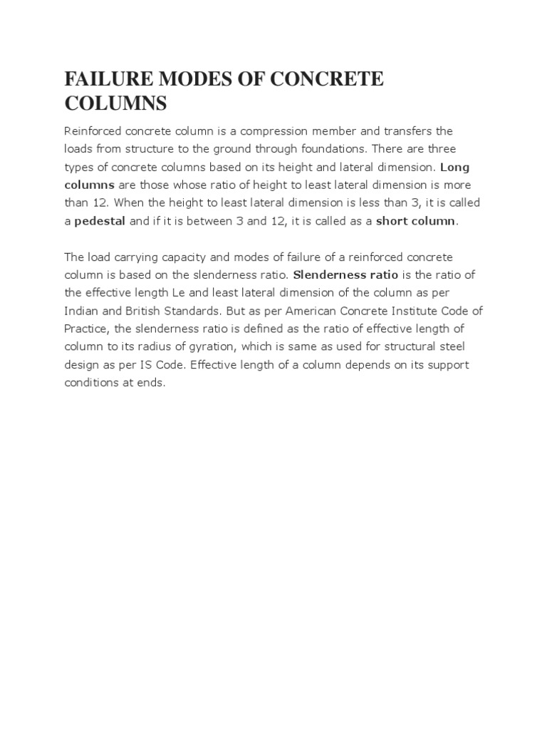 Concrete Column Failure Modes Explained | PDF | Column | Buckling