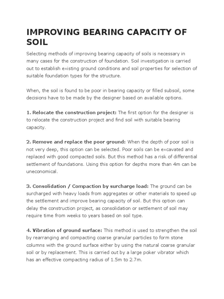Improving Bearing Capacity of Soil | PDF | Soil | Natural Materials