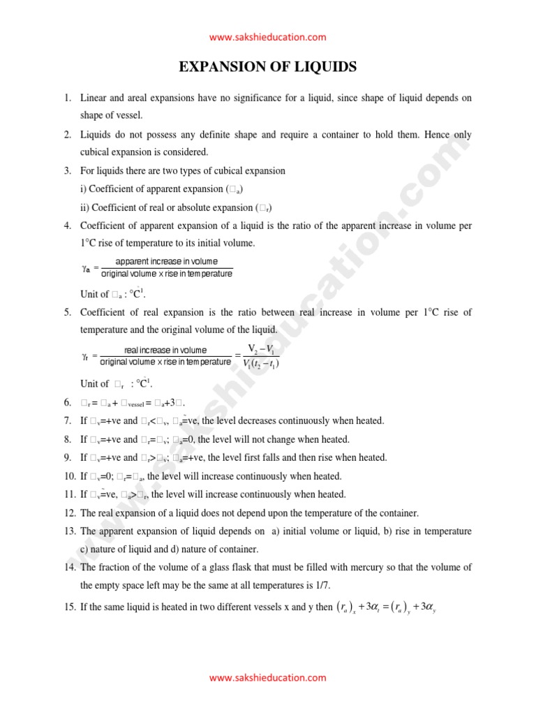 Expansion of Liquids | PDF | Liquids | Water