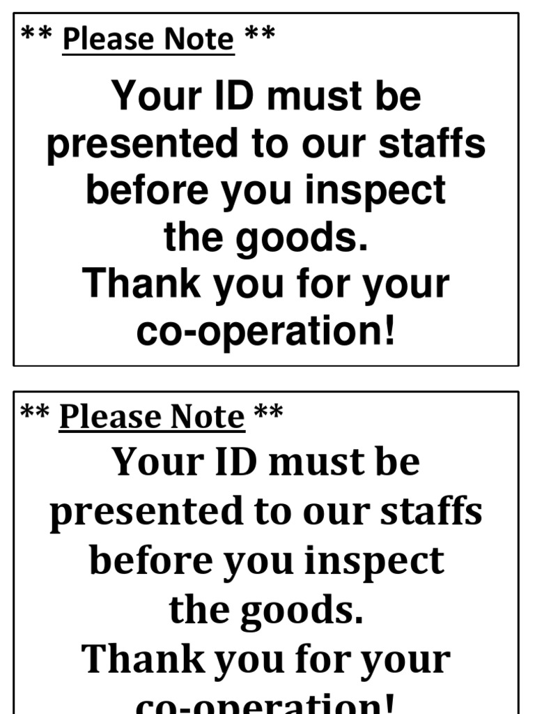 ID Required for Goods Inspection | PDF