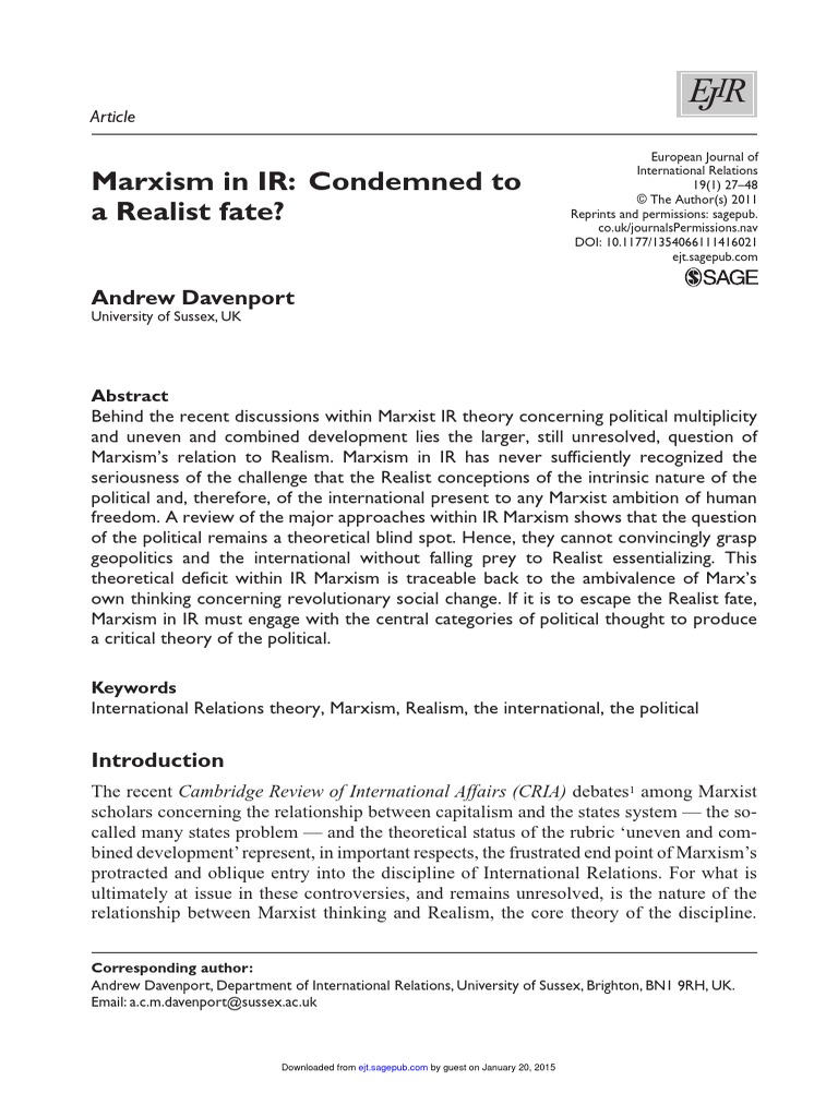 European Journal of International Relations-2013 Marxism in RI | PDF ...