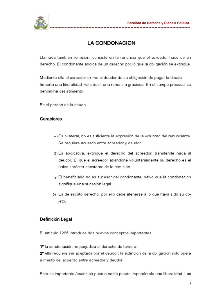 Contenido 10-LA CONDONACION PDF | PDF | Justicia | Crimen y violencia
