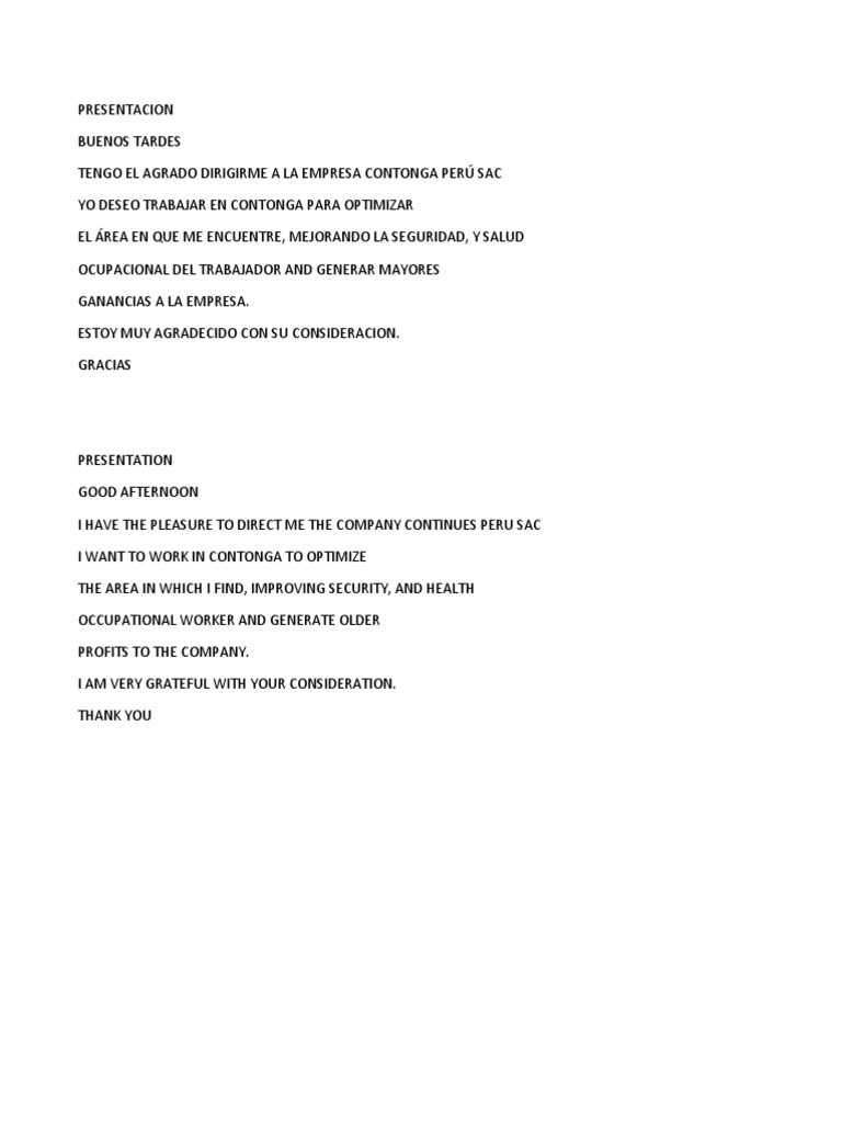 Como Presentarse A Una Empresa | PDF